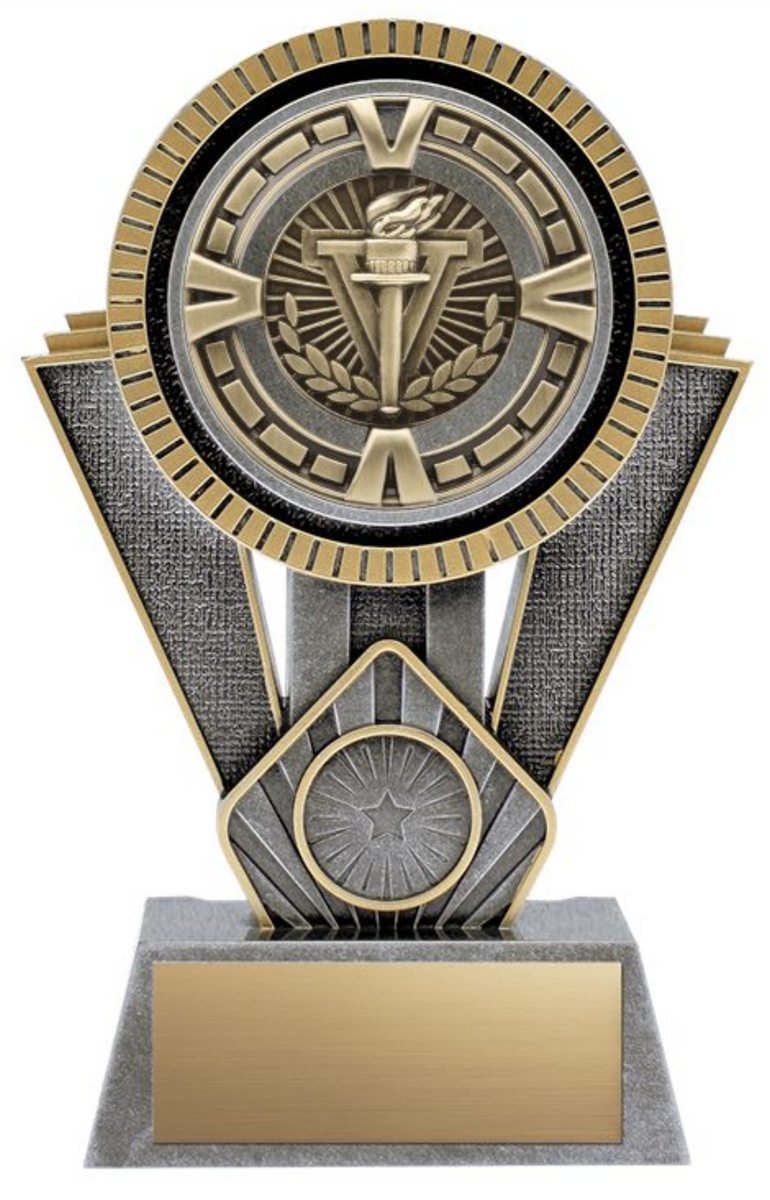 Apex Series Trophy with Varsity medal insert - Silver/Gold 7" – River Signs