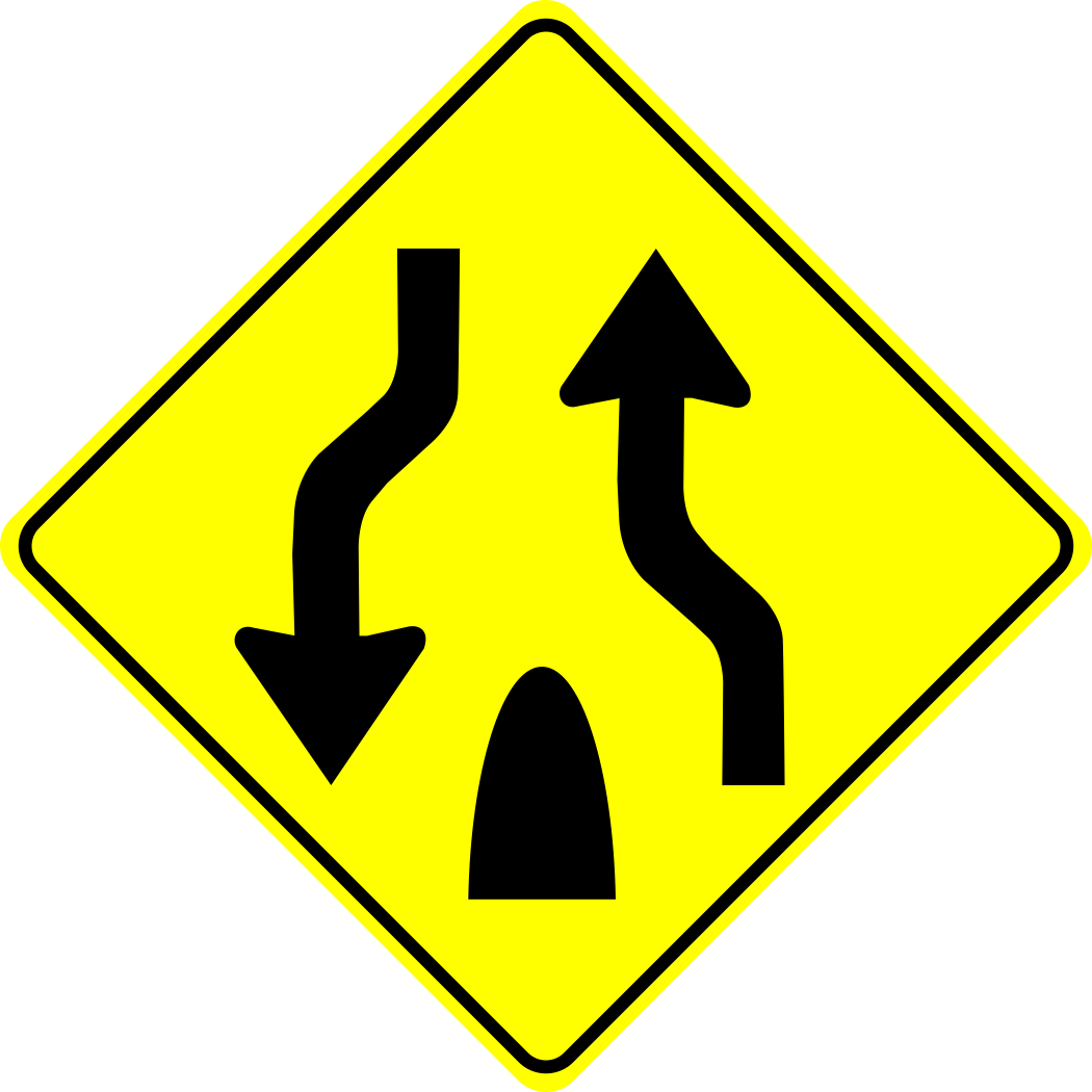 Divided Highway Ends Sign MUTCDC WA-32 – River Signs