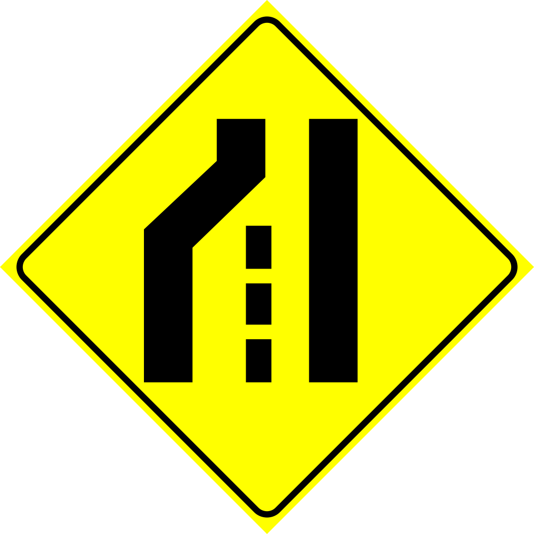 Left Lane Ends Sign MUTCDC WA-33L – River Signs